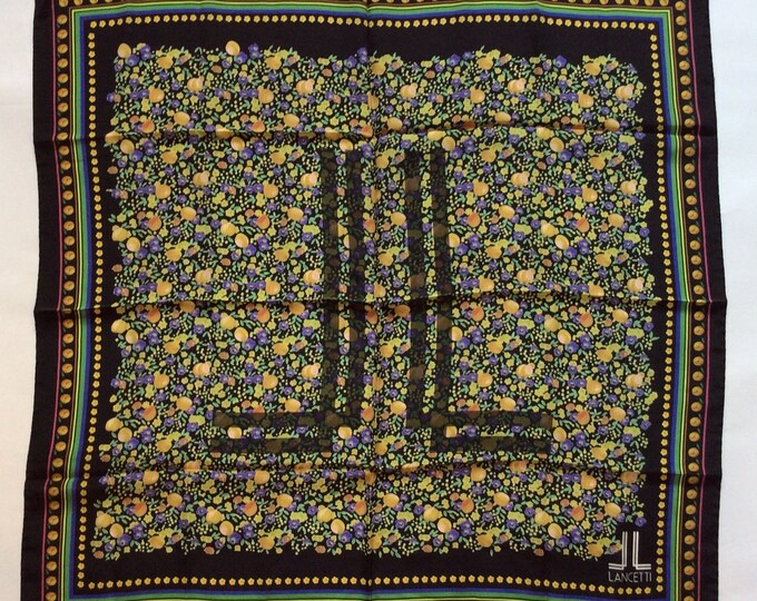 Vintage 1990s Lancetti Made in Italy 'L' Logo Black Purple Boho Cottage ...
