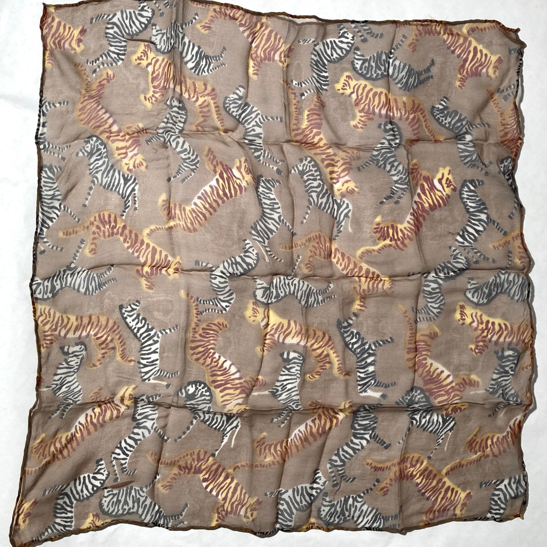 Vintage 1990s Lovely Chiffon Animal Print Zebra Tigers Rrrarrarrr Tiny ...