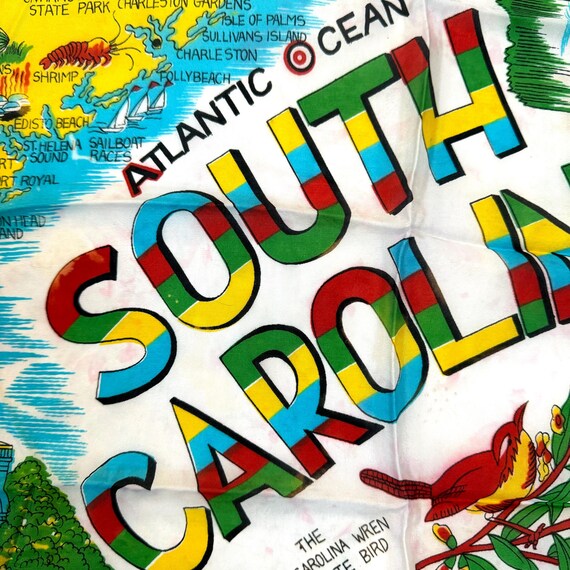 Vintage 1960s South Carolina Map Scarf Iconic State S… - Gem