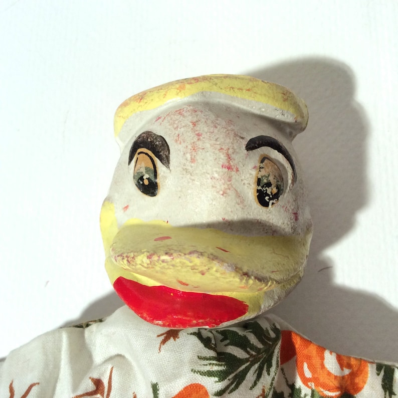 Vintage 1930s/1940s Duck Hand Puppet With Chalk? Plaster? Head/handmade ...