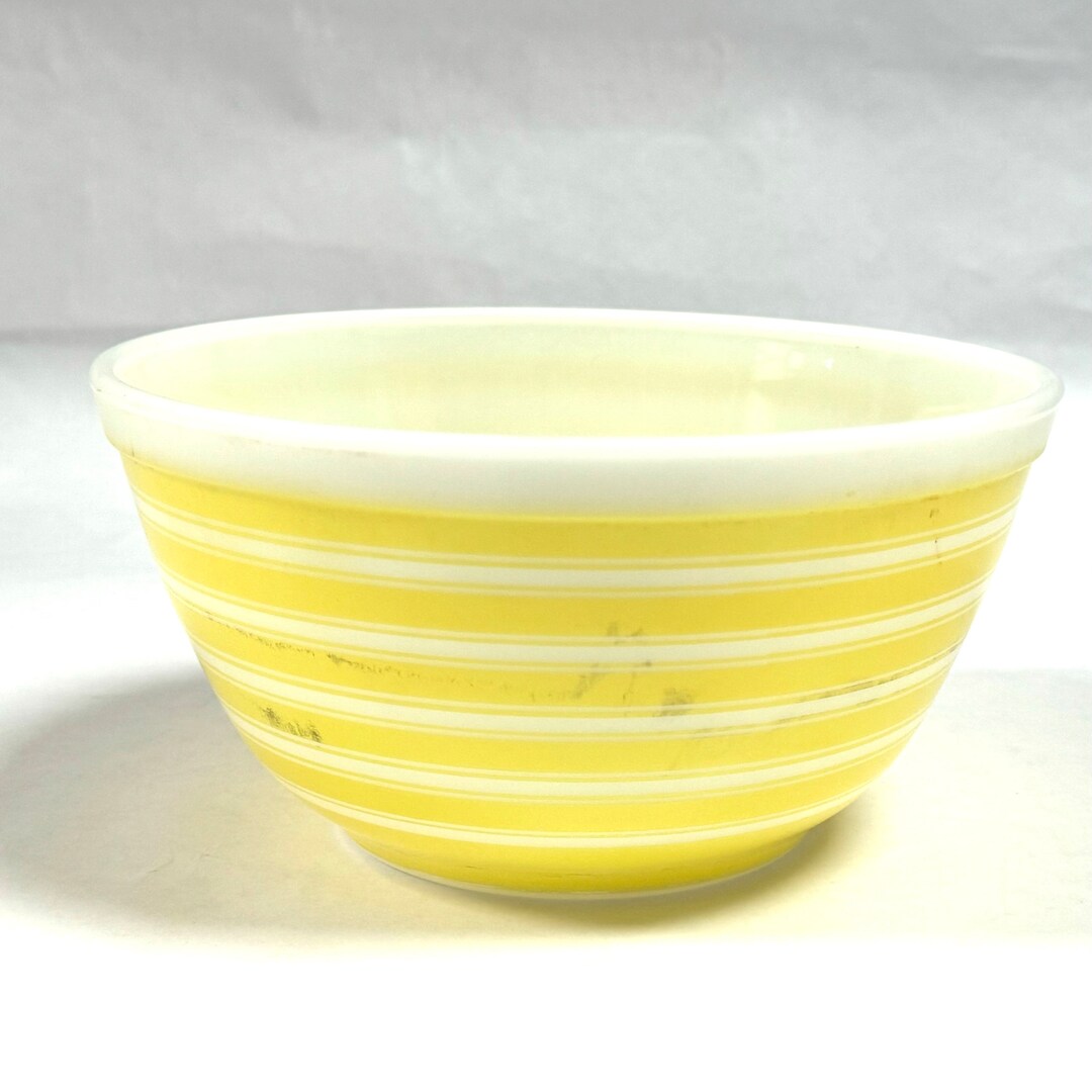 Vintage 1960s Pyrex 402 11/2 Quart Yellow Striped Mixing Bowl/vg/no ...