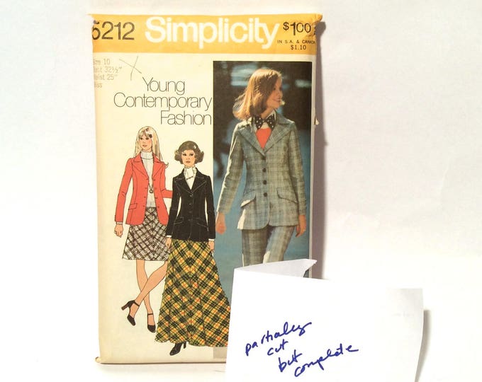 Vintage Simplicity 5212 1970s Misses Mod Bias Skirt Pants and Blazer ...
