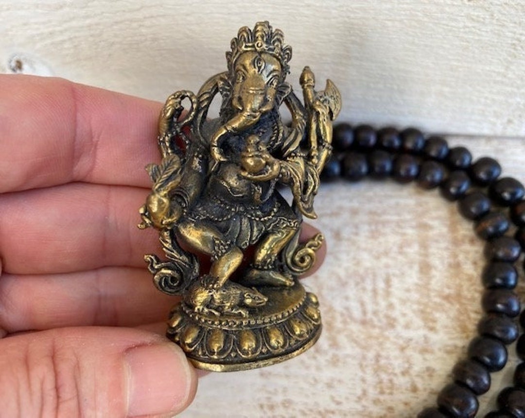 Small Brass Ganesh Statue, Spiritual Good Luck Gift - Etsy