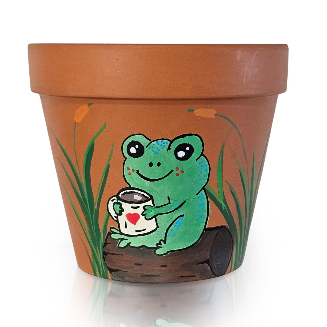 Hand-painted Frog Terra Cotta Planter: Coffee Lover Gift, 6 Inch - Etsy