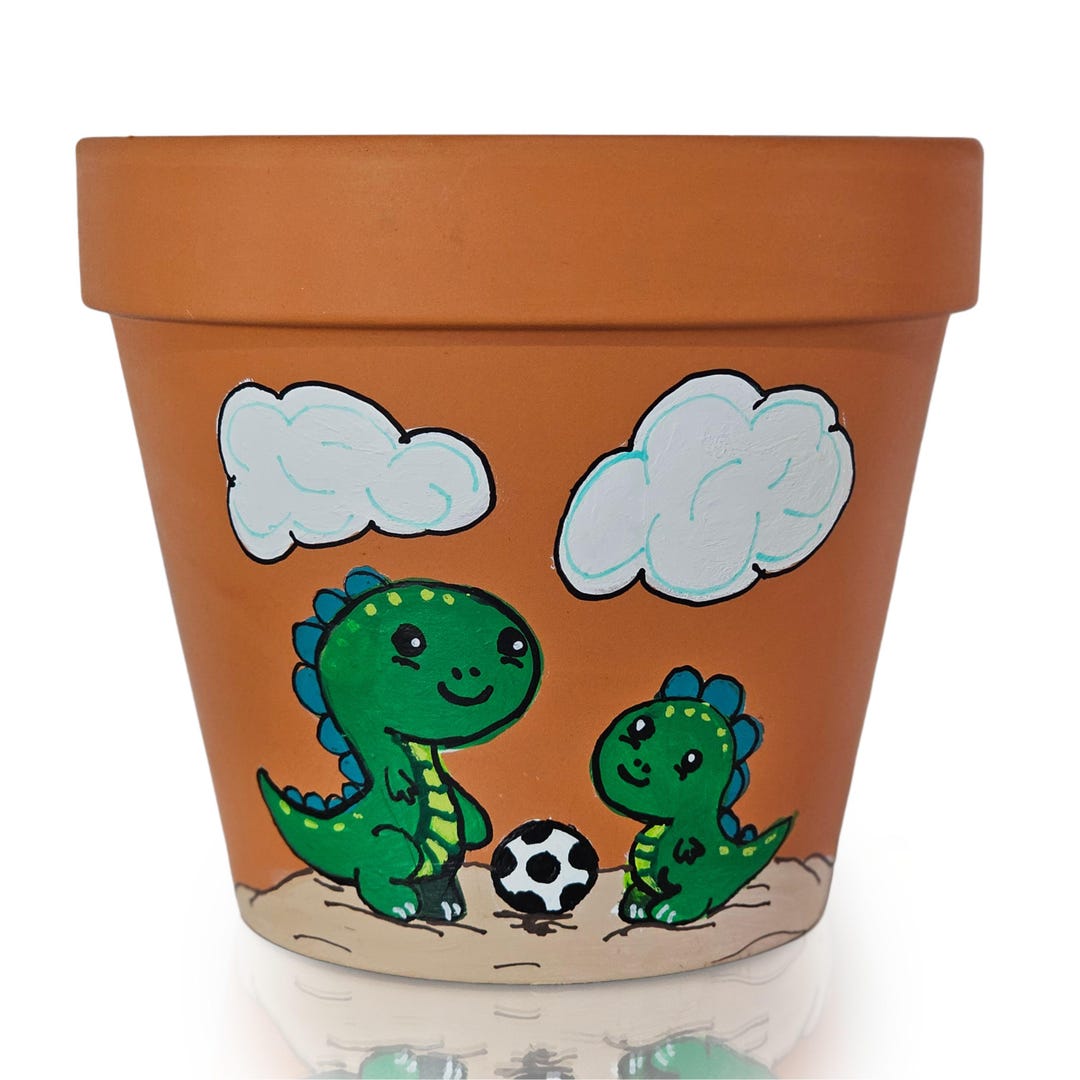 Terra Cotta Dinosaur Planter for Soccer-loving Dads - Personalized Gift ...