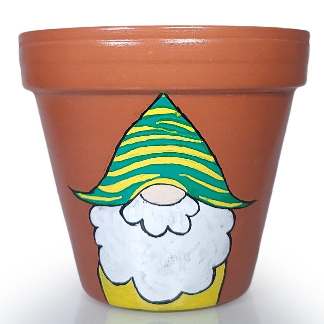 Personalized Father's Day Planter Hand Painted Gnome Design Indoor ...