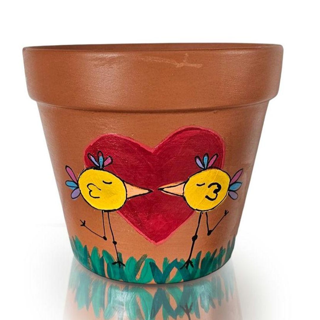 Love You Too Birds Pot, Personalized Pots, Unique Gift for Valentine's ...