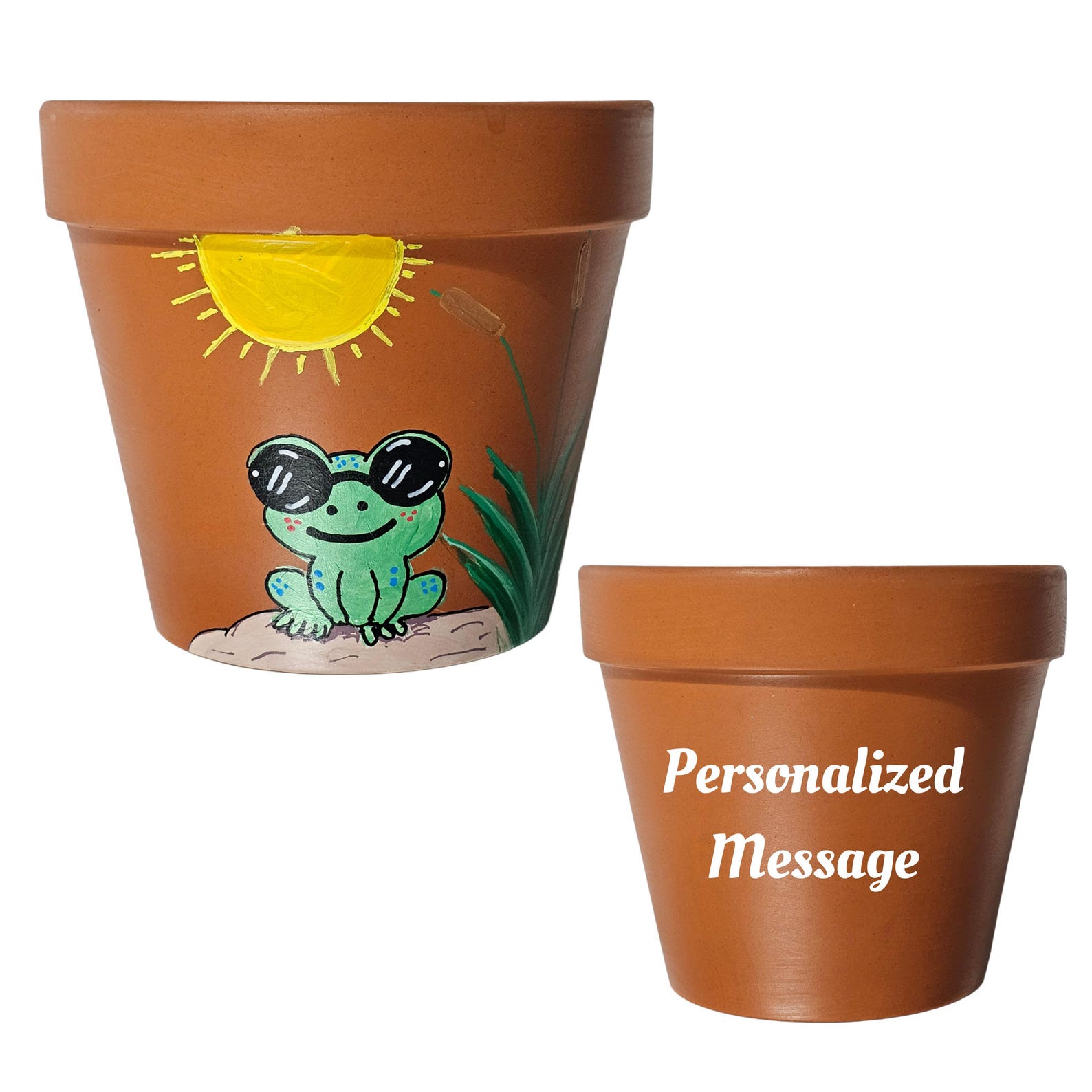Hand-painted Frog Planter: Personalized Terra Cotta Pot, 6-inch - Etsy