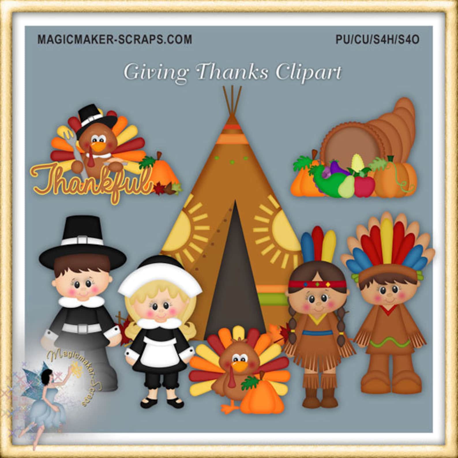Thanksgiving Clipart Giving Thanks - Etsy