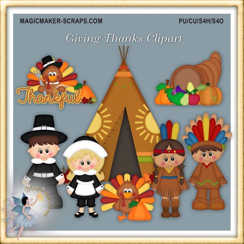 Thanksgiving Clipart Giving Thanks - Etsy