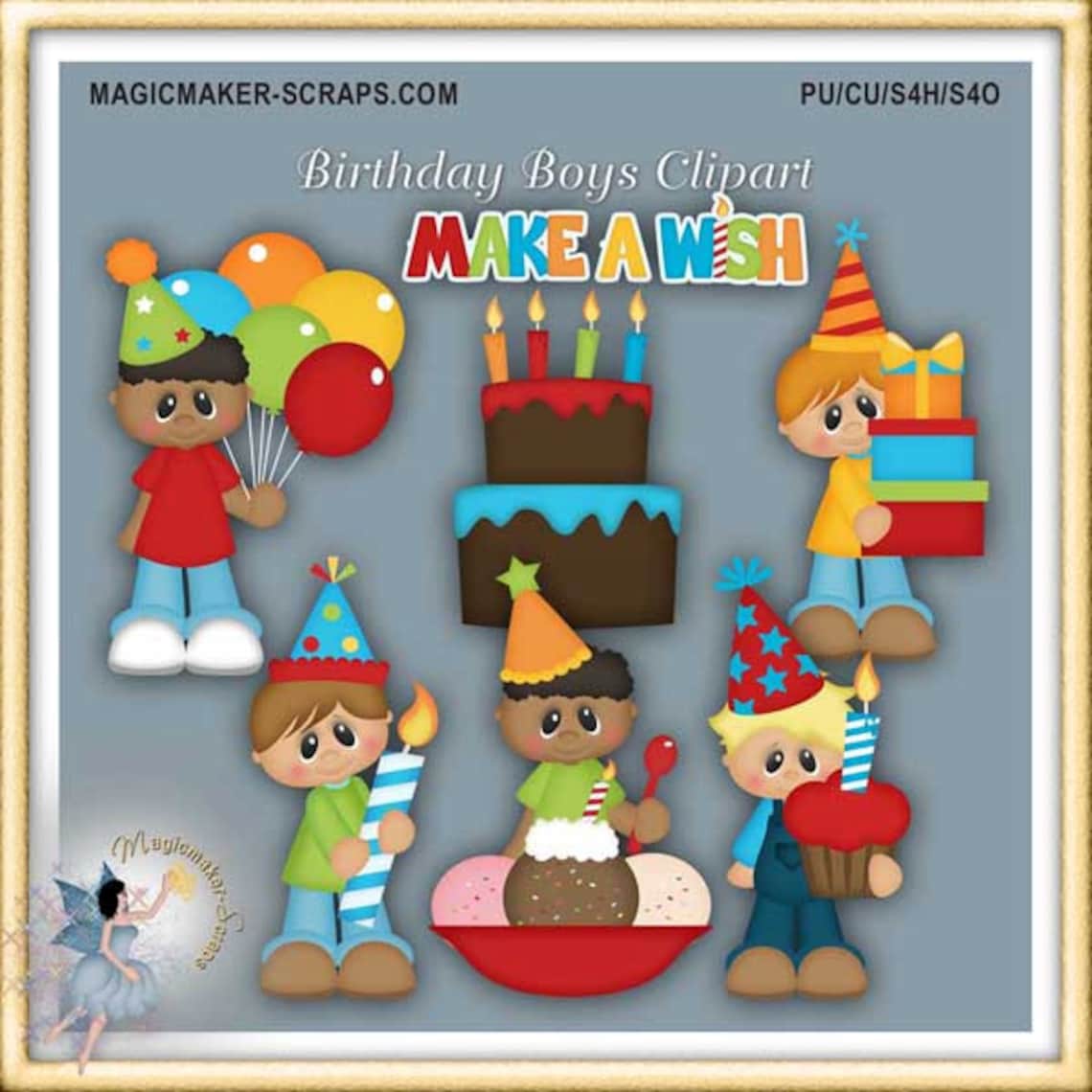 Birthday Boys Clipart, Party, Digital Scrapbook - Etsy