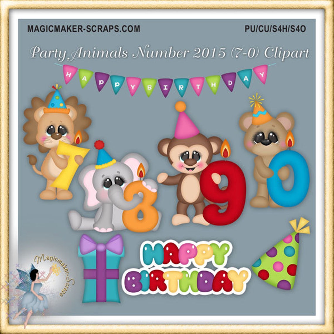 Birthday Party Animals Clipart Candle Number 0-7 - Etsy