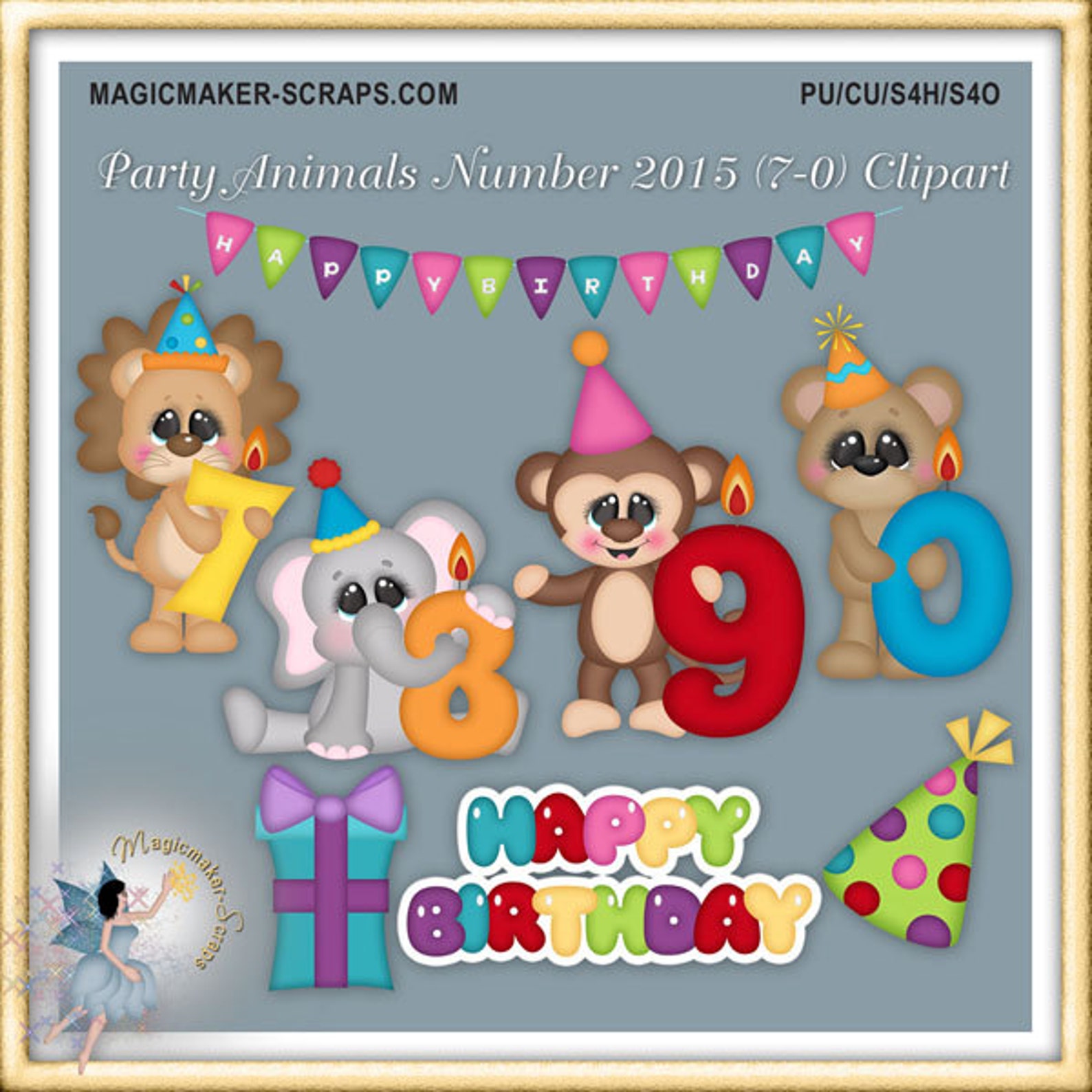 Birthday Party Animals Clipart Candle Number 0-7 - Etsy