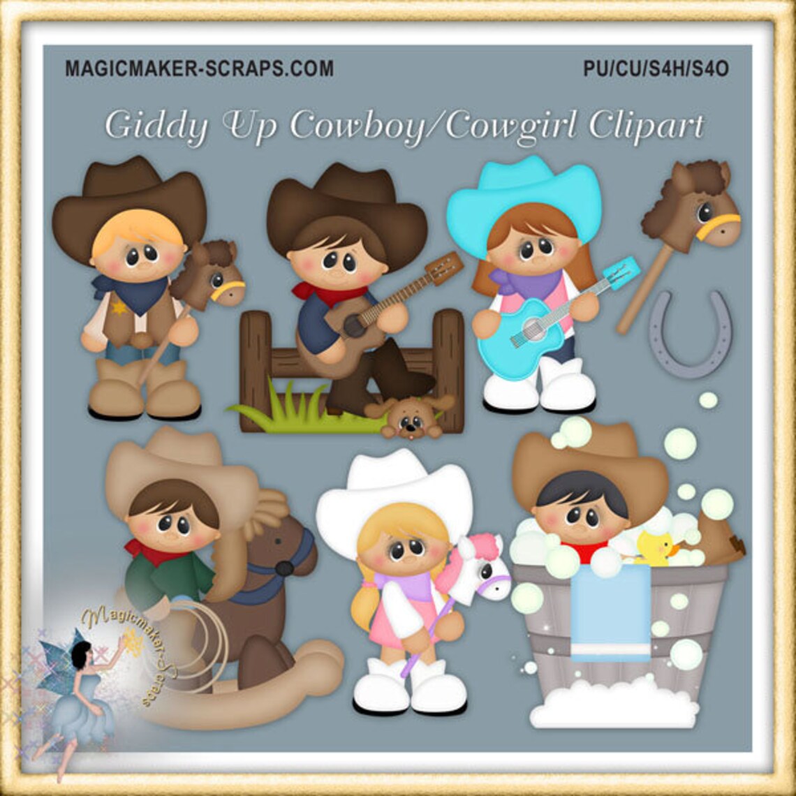 Giddy up Cowboy and Cowgirl Clipart - Etsy