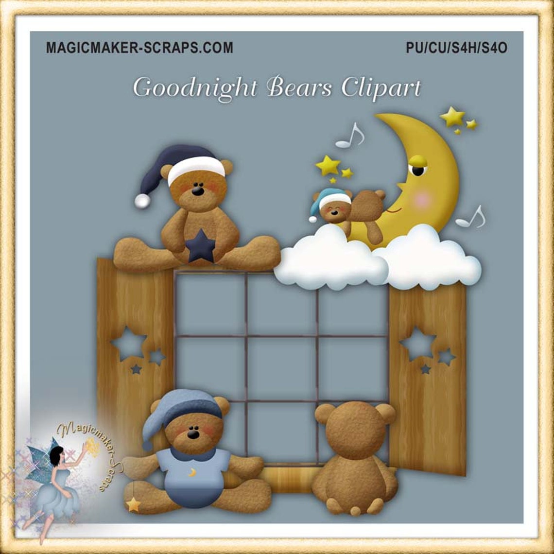 Baby Teddy Bears Clipart, Commercial Use, Digital Scrapbook, Goodnight ...
