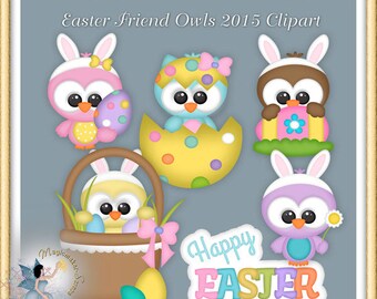 Easter Owl Clipart | Etsy