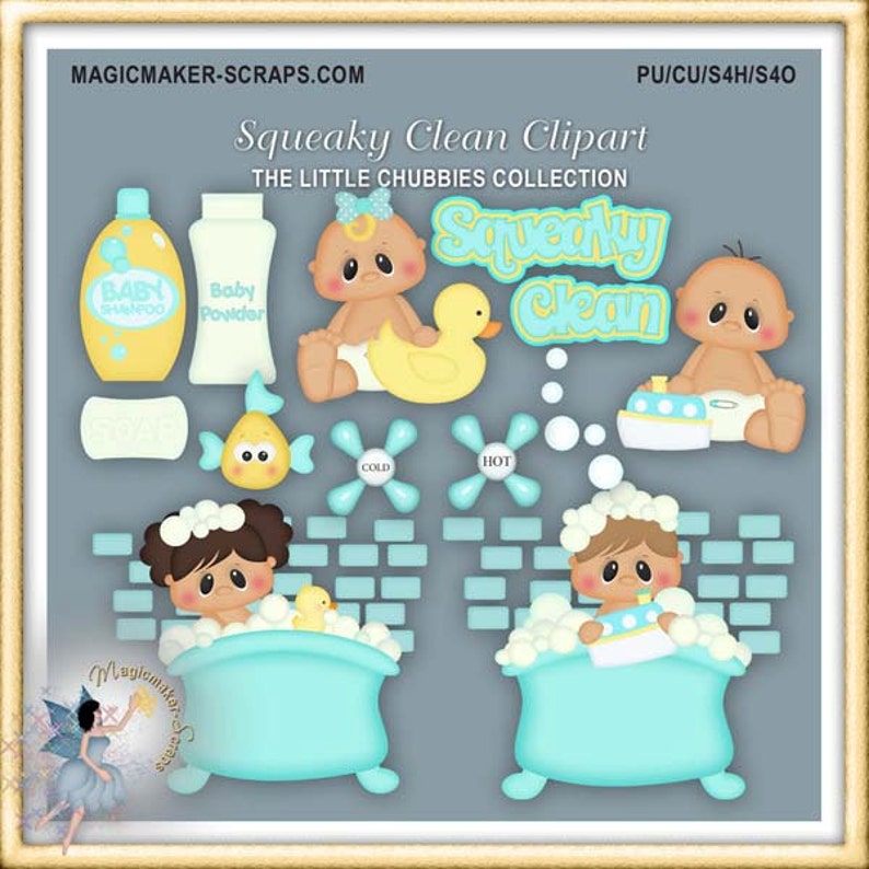 Baby Bath Clipart, Chubbies Squeaky Clean - Etsy