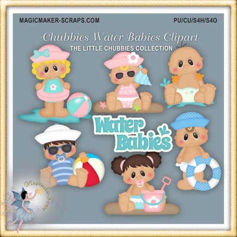 Baby Clipart, Summer, Beach, Chubbies, Water Babies - Etsy