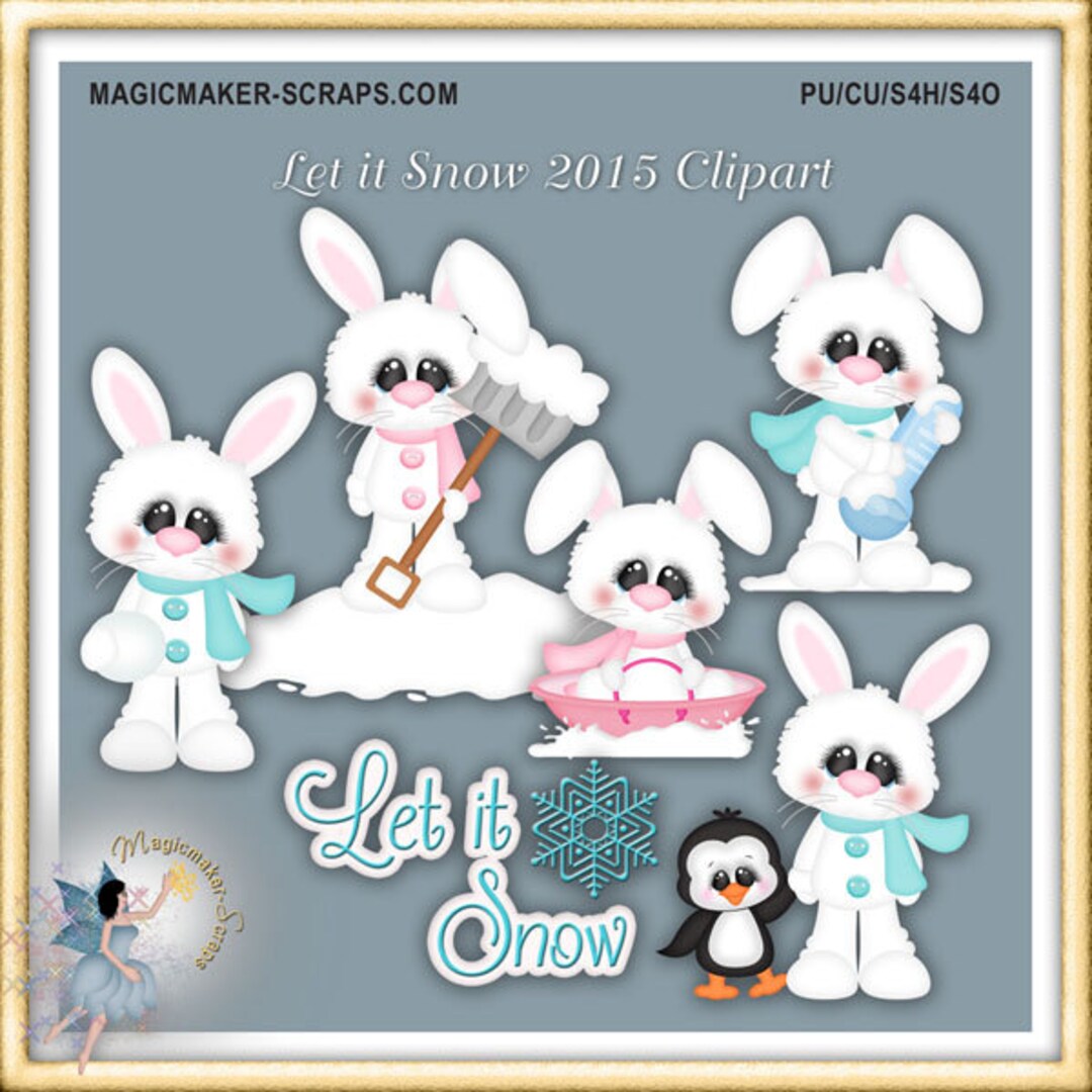 Winter Clipart, Bunny, Let It Snow 2015 - Etsy