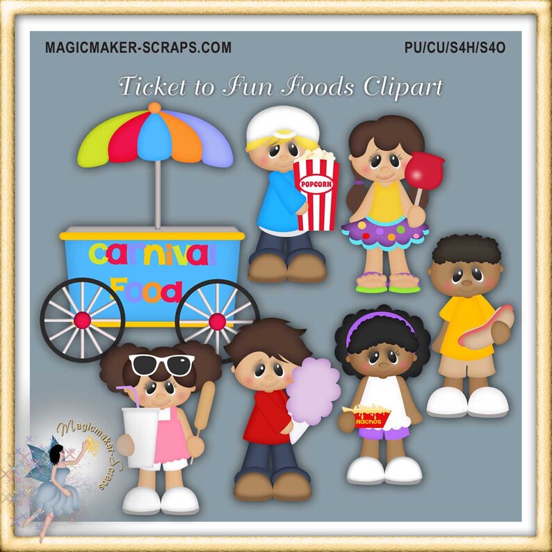 Carnival Foods Clipart, Ticket to Fun Foods - Etsy