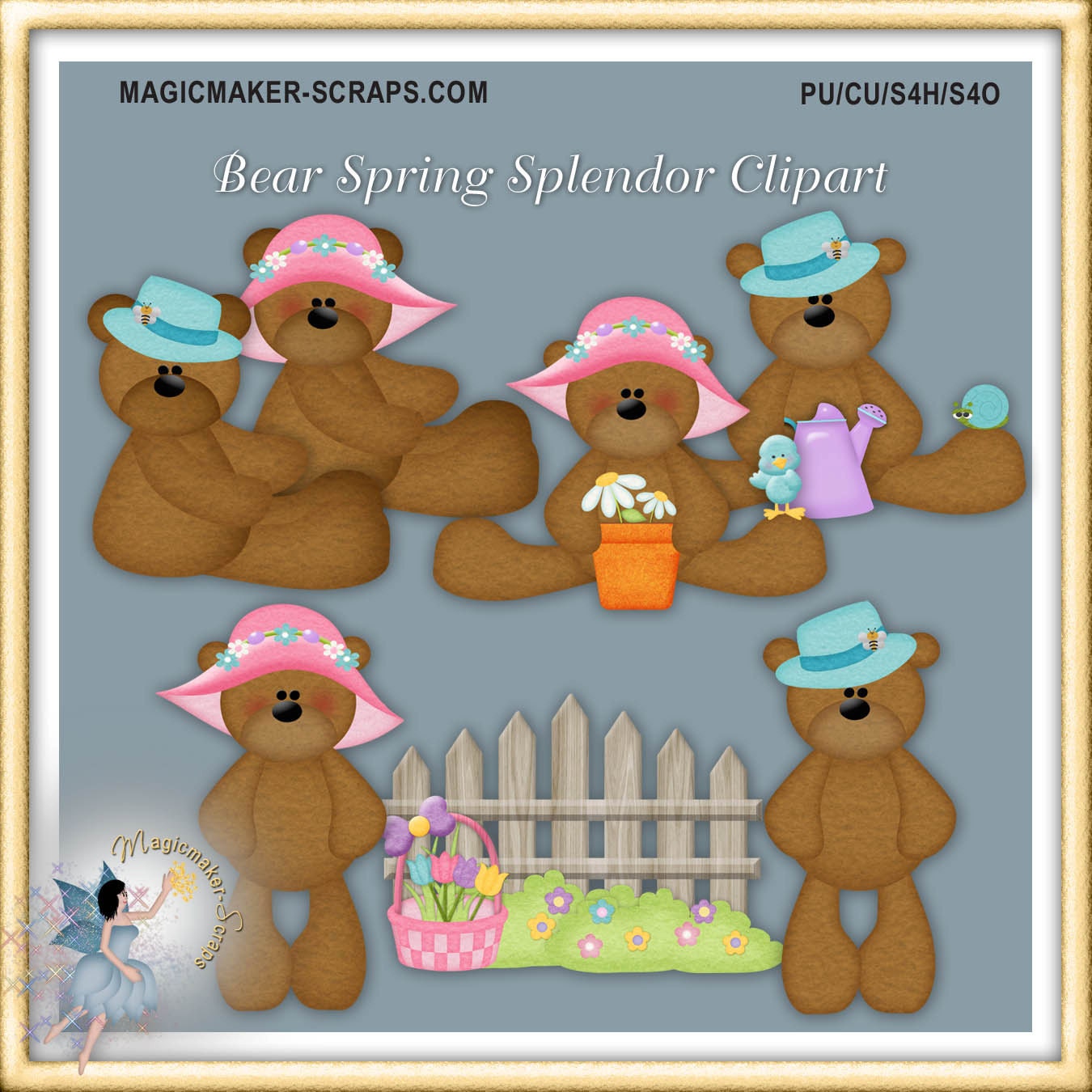 Spring Clipart, Teddy Bear, Digital Scrapbook, Commercial Use, Bear ...