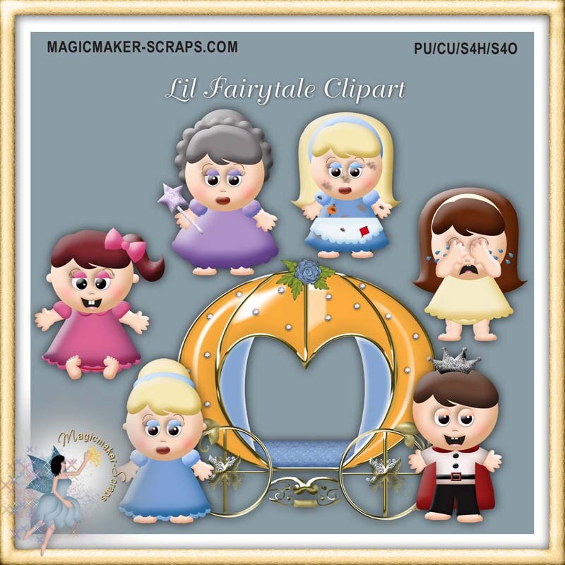 Cinderella Princess Clipart, Fairytale, Digital Scrapbook, Commercial ...