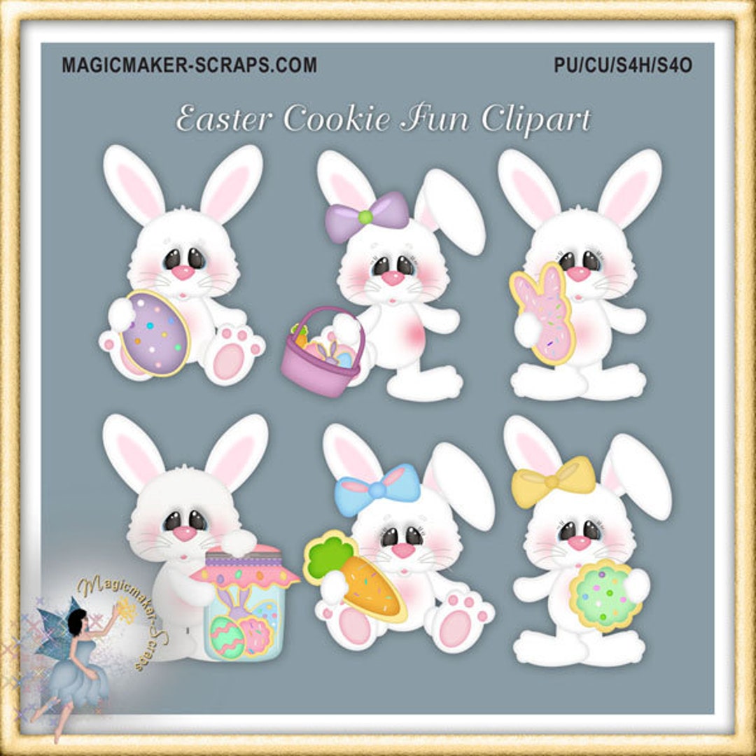 Easter Clipart, Easter Bunny Cookie Fun - Etsy