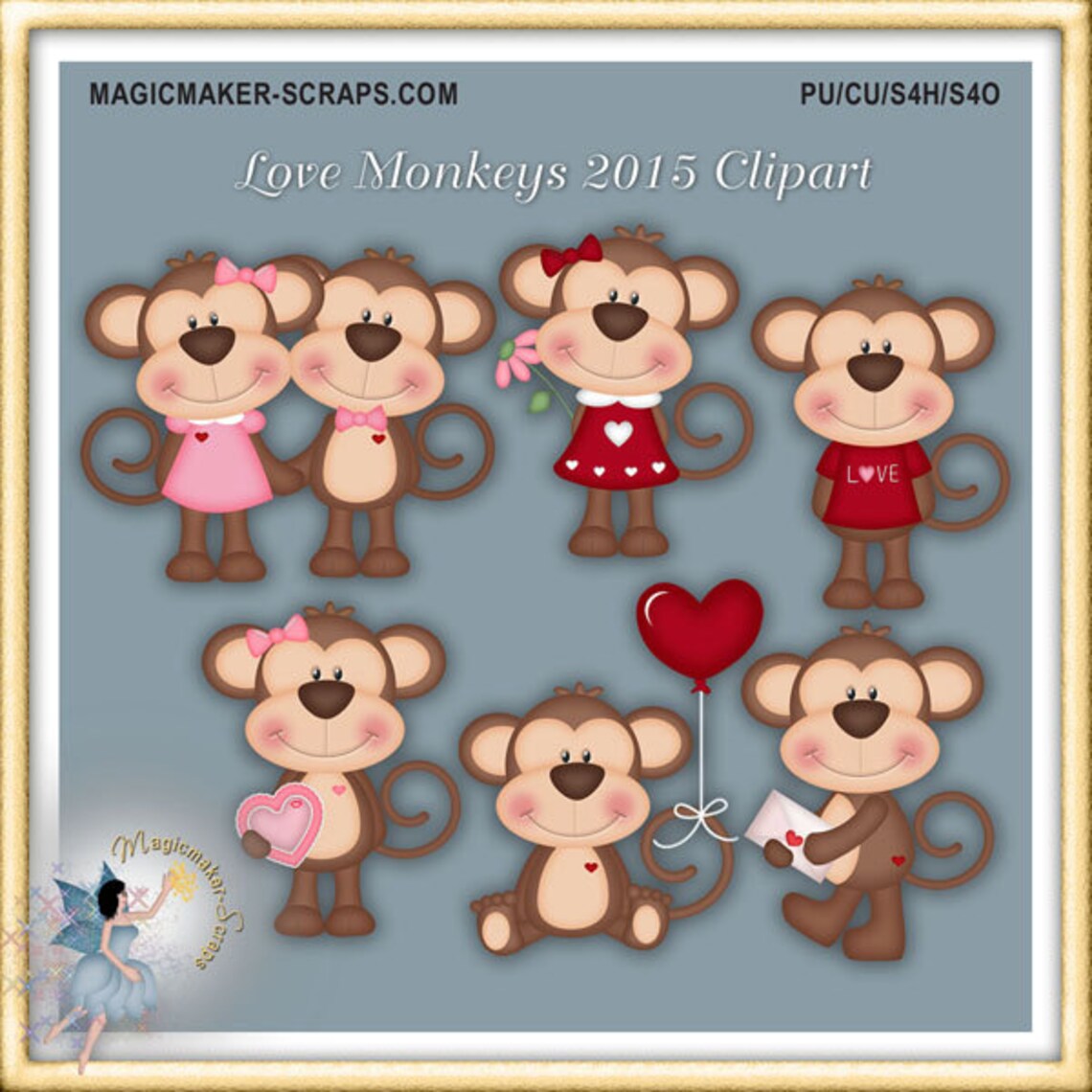 Valentine's Clipart, Love Monkey 2015 - Etsy