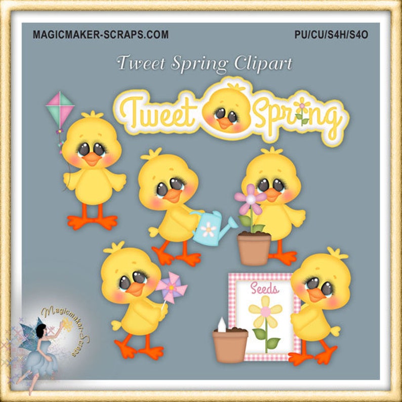 Spring Clipart, Tweet Chicks - Etsy