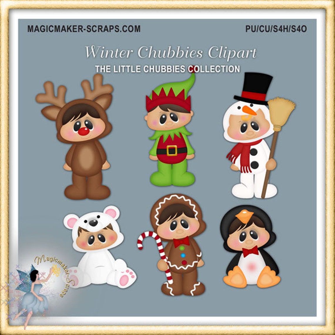 Christmas Baby Clipart, Reindeer, Costume, Winter Chubbies - Etsy