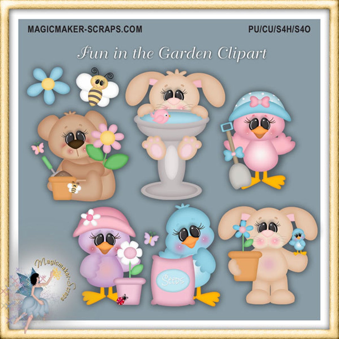 Summer Clipart, Spring, Fun in the Garden Friends - Etsy