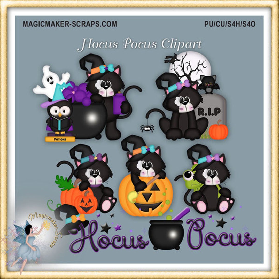 Halloween Witch Cat Clipart - Etsy
