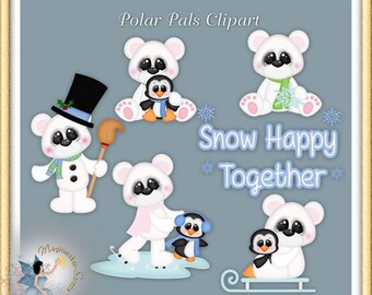 Polar Bear Clipart, Penguin Clipart, Bear Clip Art, Winter, Printable ...