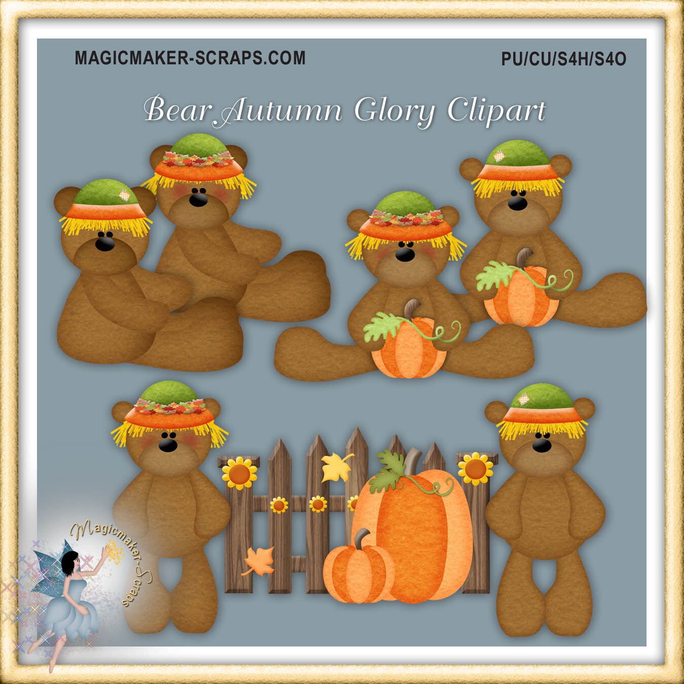 Fall Teddy Bear Clipart Digital Scrapbook Commercial Use - Etsy
