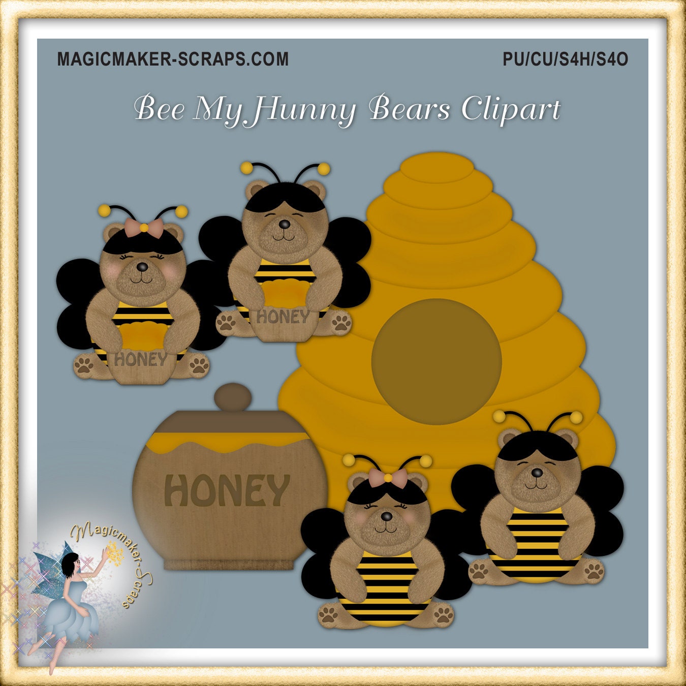 Bee My Honey Bear Clipart - Etsy