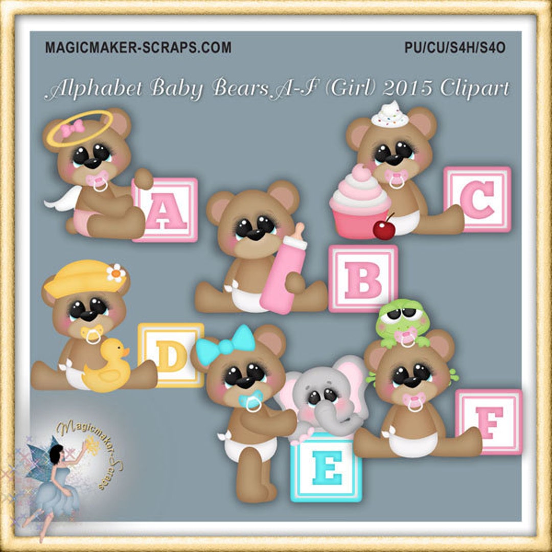 Baby Girl Clipart, Alphabet Teddy Bears 2015, A-F - Etsy