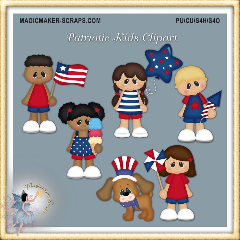 Independence Day Clipart, 4th of July, Patriotic Kids - Etsy