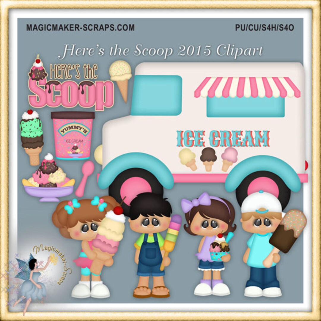 Ice Cream Shop Summer Clipart, Here's the Scoop 2015 - Etsy