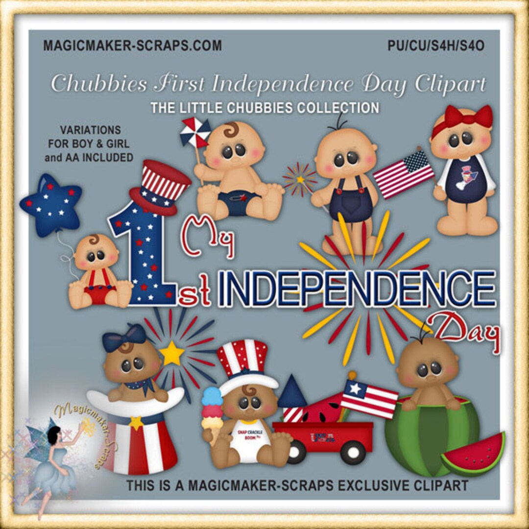 4th of July Baby Clipart, Chubbies First Independence Day - Etsy