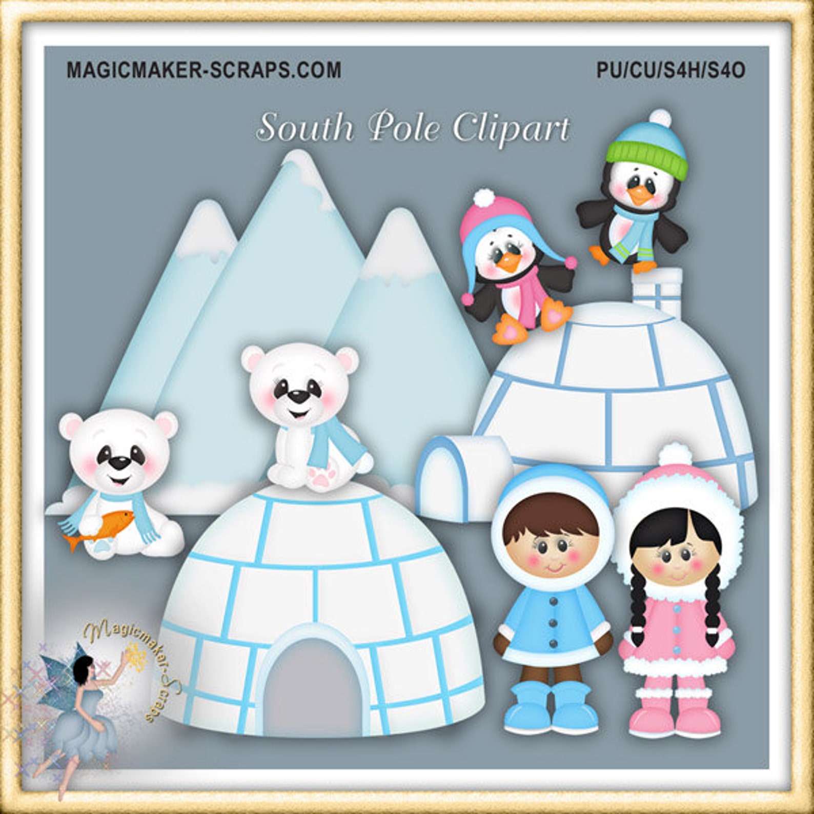 Eskimo Clipart, Polar Bear, Penguin, Winter, South Pole - Etsy