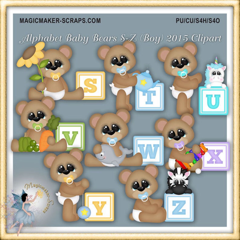 Baby Boy Clipart, Alphabet Teddy Bears 2015, S-Z - Etsy