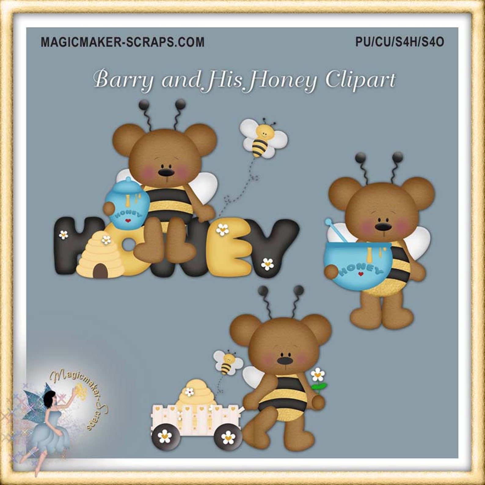 Teddy Bears Clipart, Cute Honey Bee, Garden, Commercial Use, Digital ...