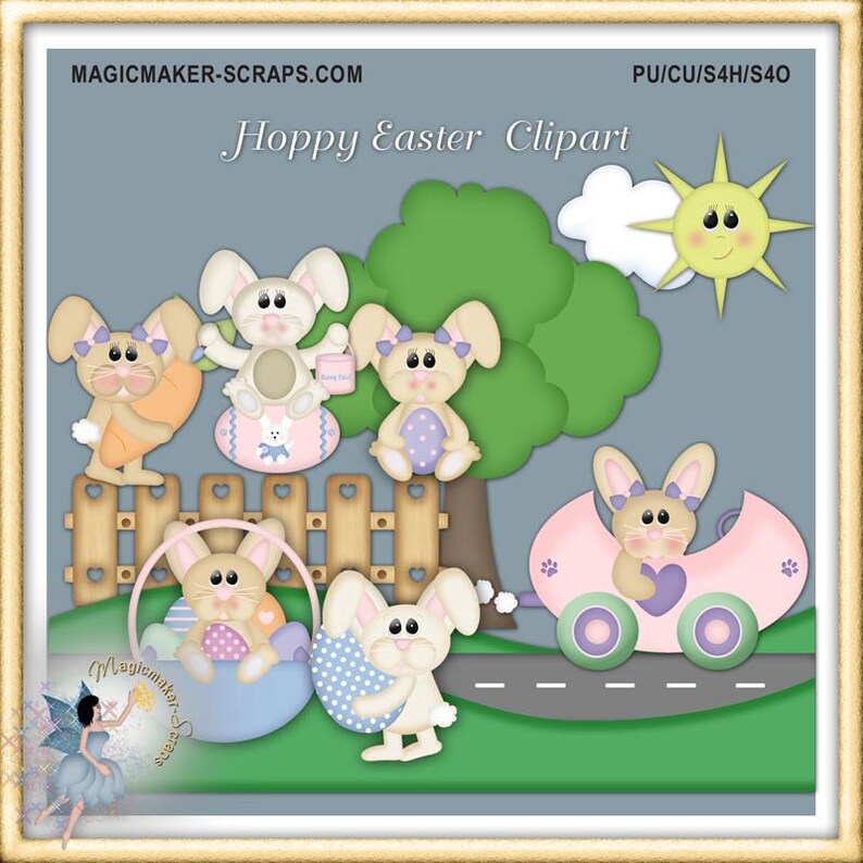Easter Clipart Spring Bunny for Commercial Use Digital - Etsy