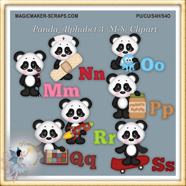 Panda Alphabet School Clipart 3 - Etsy