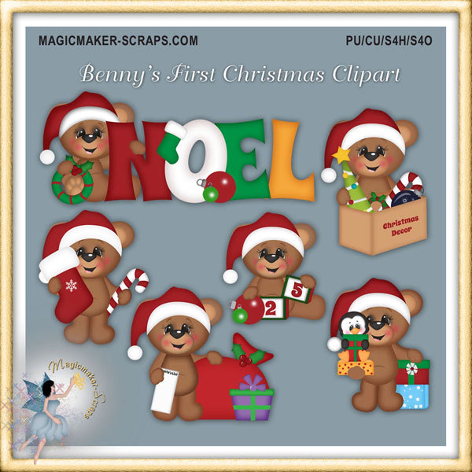 Baby Teddy Bear First Christmas Clipart - Etsy