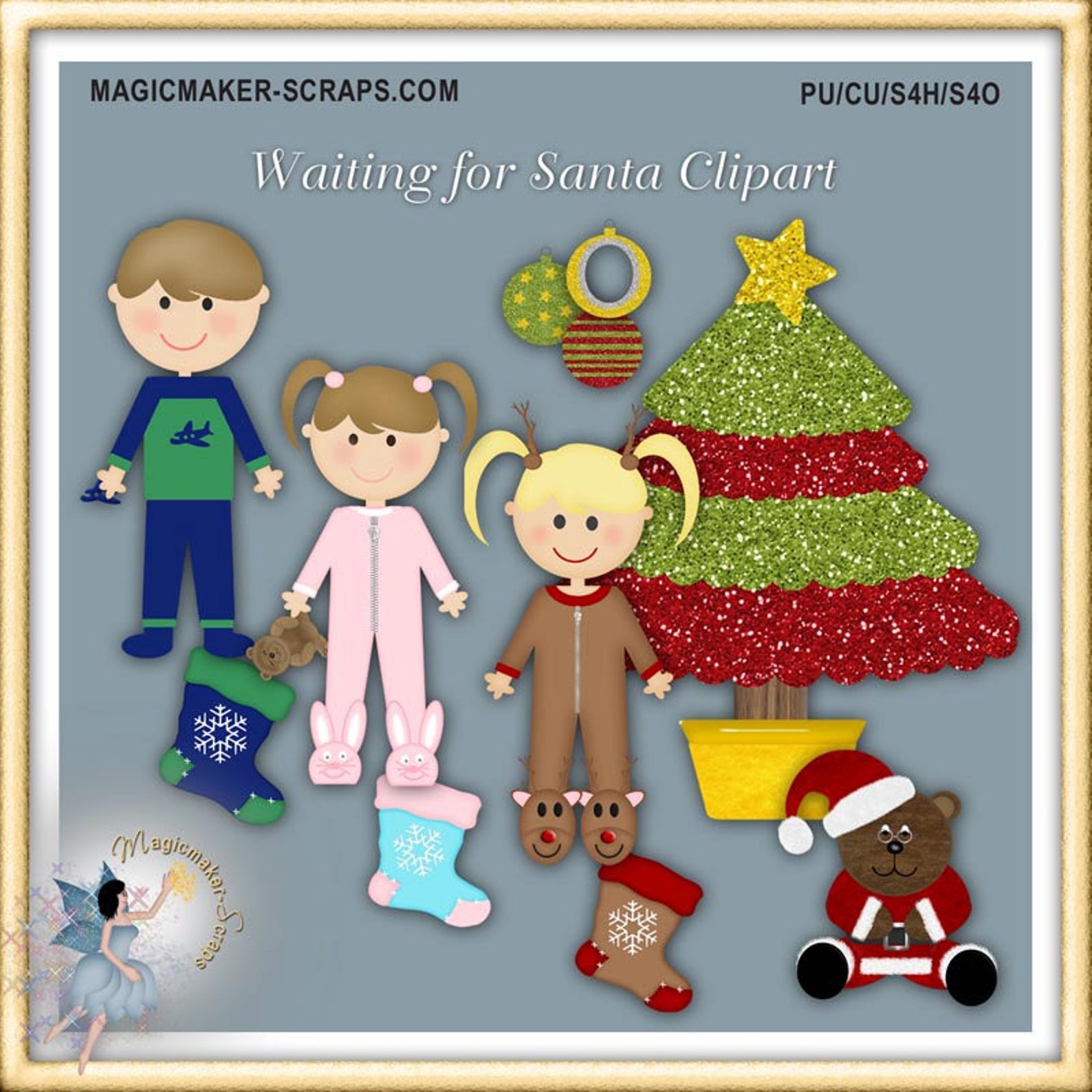 Waiting for Santa, Christmas Clipart - Etsy