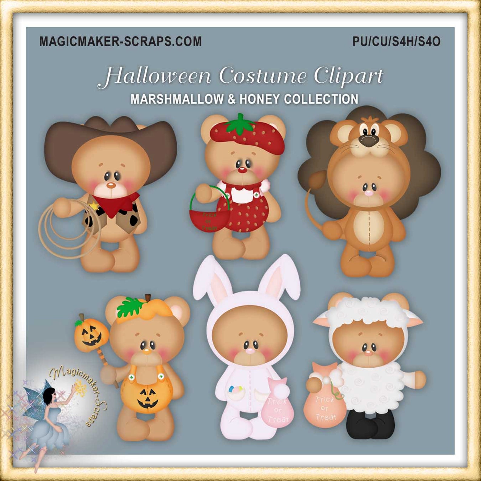 Halloween Costume Clipart Teddy Bear Marshmallow and Honey - Etsy