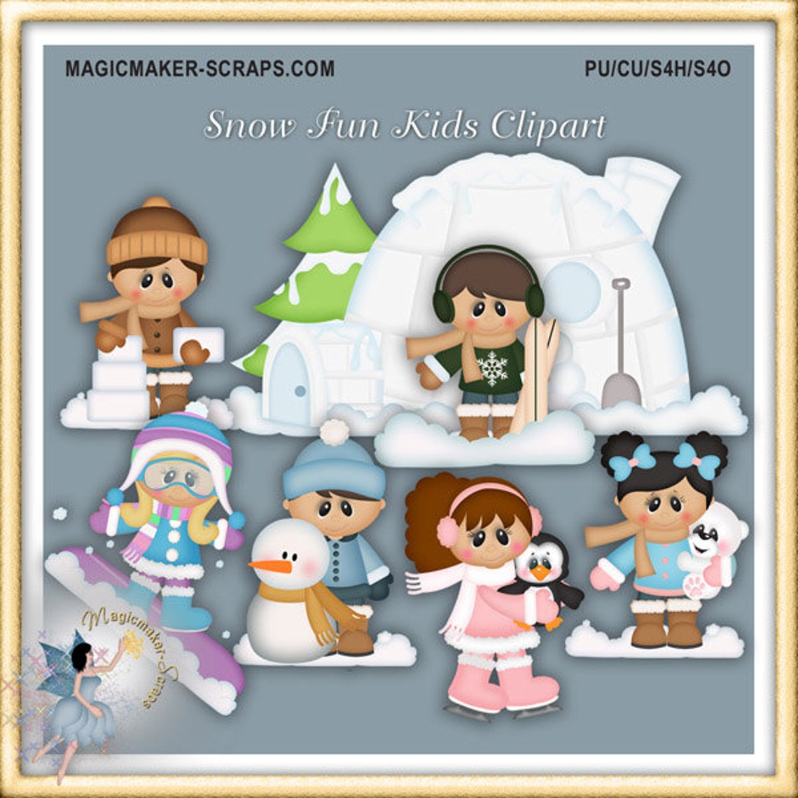 Winter Clipart, Snow Fun Kids - Etsy