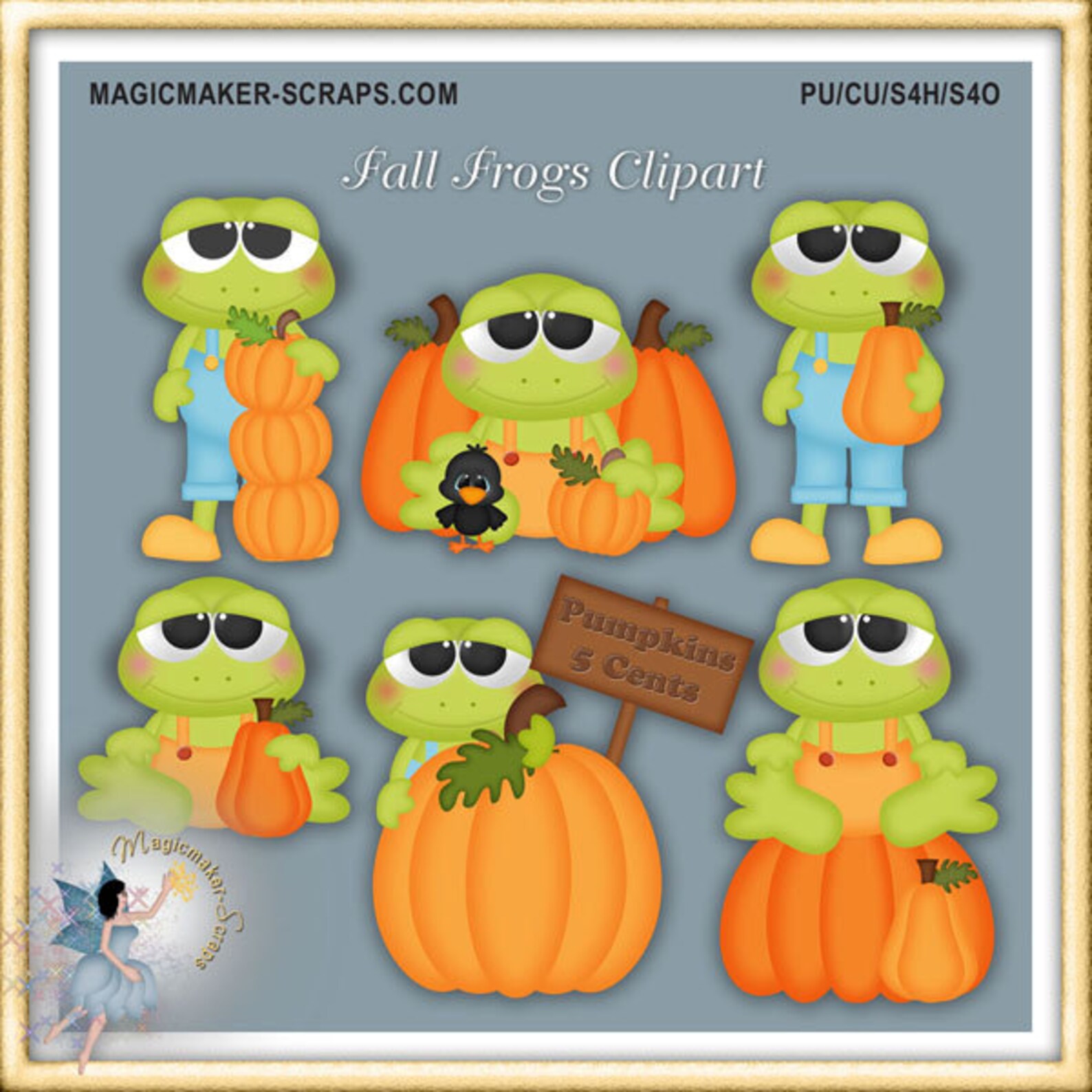 Autumn Clipart Fall Frogs Pumpkin Patch | Etsy