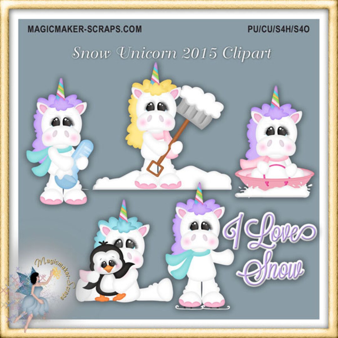 Winter Clipart, Snow Unicorn 2015 - Etsy